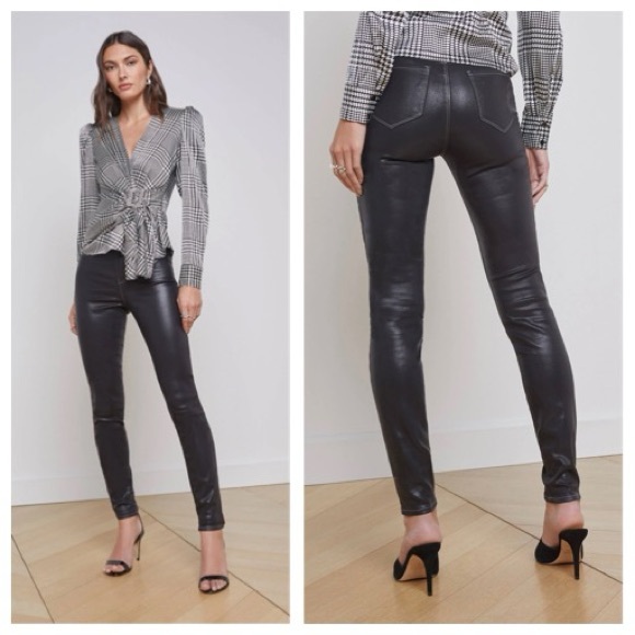 L’AGENCE | Jeans | Lagence Marguerite Coated Modal Jeans Noir Natural ...